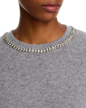 Bloomingdale'S Crystal Trimmed Cashmere Short Sleeve Sweater