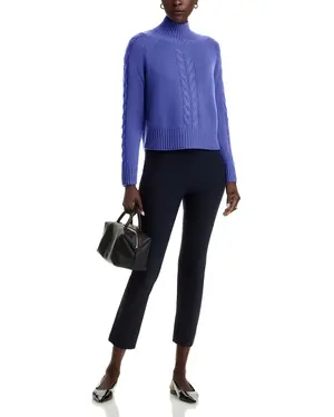 Bloomingdale'S Cable Knit Mock Neck Cashmere Sweater - Hydrangea Blue