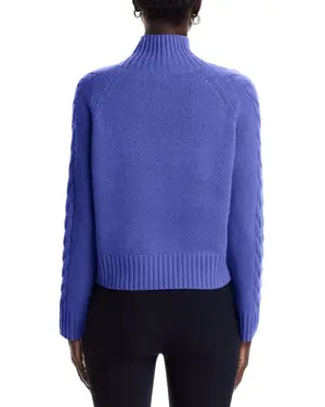 Bloomingdale'S Cable Knit Mock Neck Cashmere Sweater - Hydrangea Blue