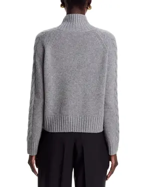Bloomingdale'S Cable Knit Mock Neck Cashmere Sweater - Medium Grey