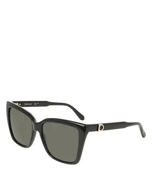 FERRAGAMO Solid Square Sunglasses - Black
