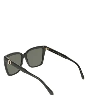 FERRAGAMO Solid Square Sunglasses - Black