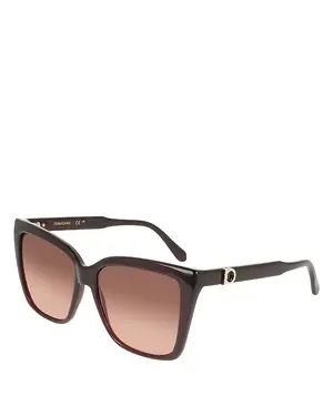 FERRAGAMO Solid Square Sunglasses Transparent Wine