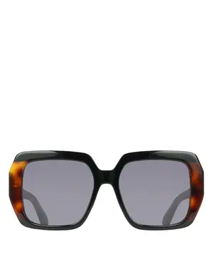 FERRAGAMO Solid Square Sunglasses - Black/tortoise