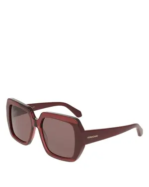 FERRAGAMO Solid Square Sunglasses - Opaline Red/burgundy