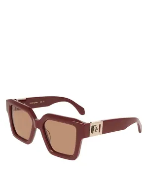 FERRAGAMO Solid Square Sunglasses Burgundy