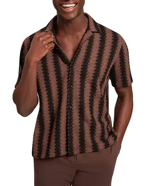 Ted Baker London Monier Textured Stripe Relaxed Crochet Shirt