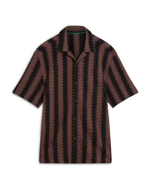 Ted Baker London Monier Textured Stripe Relaxed Crochet Shirt