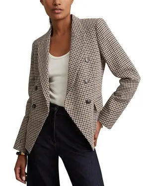 REISS Petite Evie Textured Check Blazer