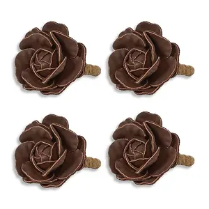 JULISKA Camellia Napkin Rings, Set Of 4 - Brown