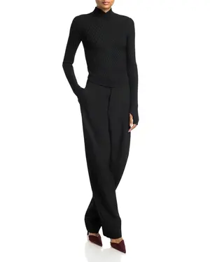 Victoria Beckham Merino Wool Ribbed Long-sleeve Top