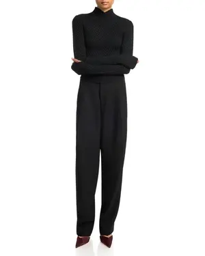 Victoria Beckham Merino Wool Ribbed Long-sleeve Top