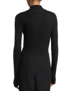 Victoria Beckham Merino Wool Ribbed Long-sleeve Top