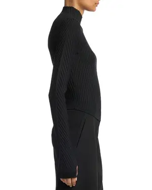 Victoria Beckham Merino Wool Ribbed Long-sleeve Top