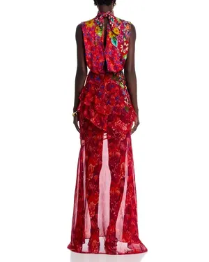 Saloni Fleur Silk Maxi Dress