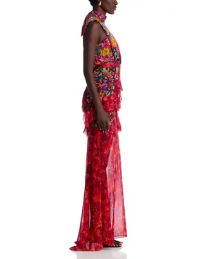 Saloni Fleur Silk Maxi Dress