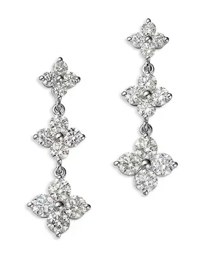 Bloomingdale'S Diamond Triple Cluster Drop Earrings - White Gold