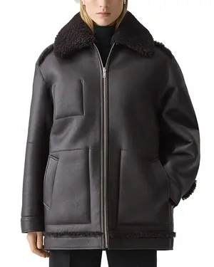 Theory Reversible Shearling Cocoon Coat - Cacao