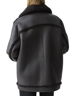 Theory Reversible Shearling Cocoon Coat - Cacao