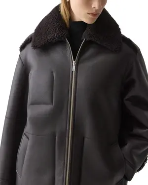 Theory Reversible Shearling Cocoon Coat - Cacao