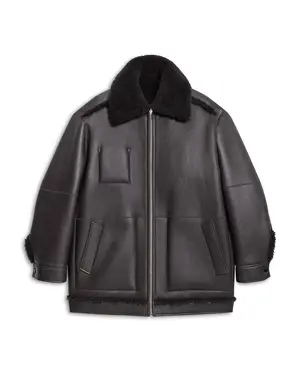 Theory Reversible Shearling Cocoon Coat - Cacao