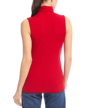 Karen Kane Ribbed Turtleneck Tank - Red