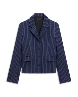 Theory Fitted Four-button Pinstripe Blazer