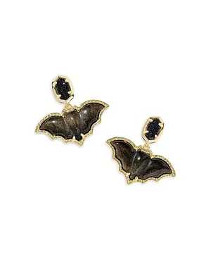 Kendra Scott Drusy Stone & Obsidian Bat Drop Earrings - Gold/black