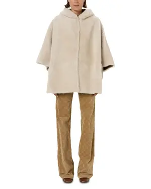 Gerard Darel Marion Shearling Cape Jacket