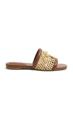 Simkhai Caspian Raffia Netted Sandals - Brown