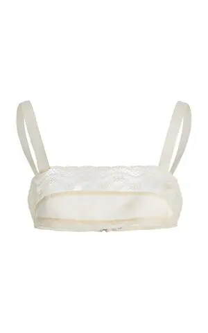 COLLEEN ALLEN Silk And Lace Bra - Ivory
