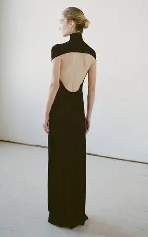 COLLEEN ALLEN Backless Sleeveless Jersey Dress - Black