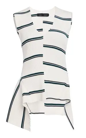 Proenza Schouler Eugenie Ribbed Knit Tank Top - Black,white