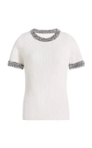 ZANKOV Katerina Embellished Ribbed Jersey T-shirt