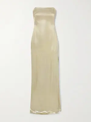 Galvan Strapless Metallic Satin Gown