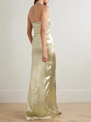 Galvan Strapless Metallic Satin Gown