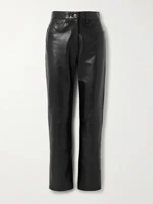 Khaite Callum Leather Straight-leg Pants - Black