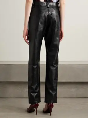 Khaite Callum Leather Straight-leg Pants - Black