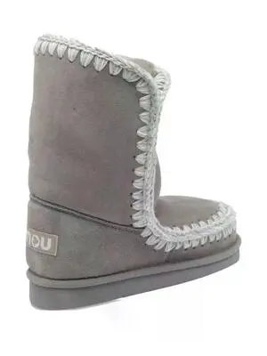 Mou Contrasting-stitch Boots - Grey