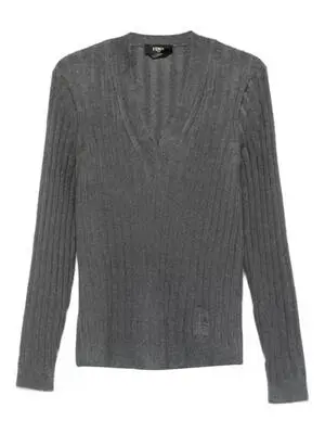 Fendi V-neck Ribbed Knit Sweater