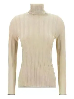 Fabiana Filippi Ribbed Turtleneck Top - Neutrals
