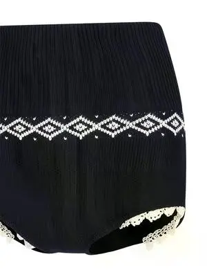Magda Butrym Geometric-print Ribbed Knit Shorts