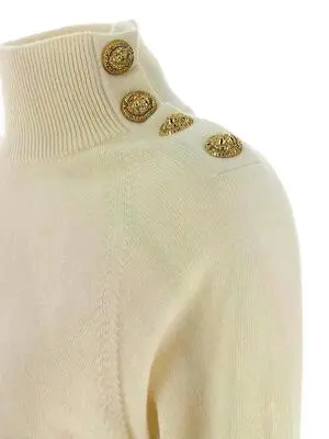 Balmain High-neck Button Mini Dress
