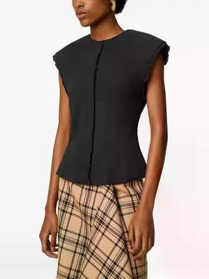 AMI Paris Raw-edge Sleeveless Top - Black