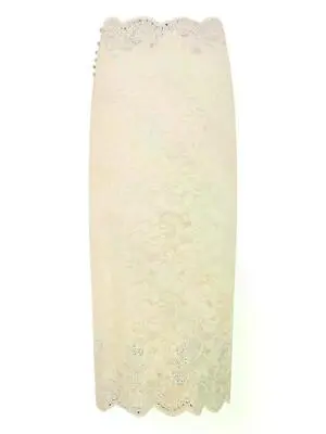 Rabanne Lace Scalloped-hem Midi Skirt - Neutrals