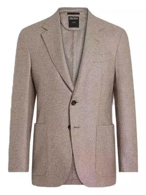 Zegna Checked Button Blazer - Neutrals