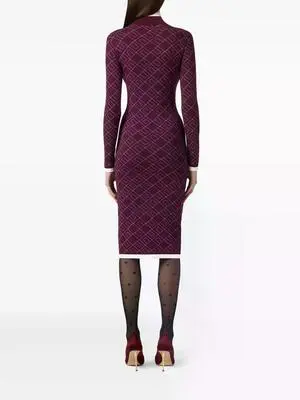 Elisabetta Franchi Decorative-button Jacquard Knit Midi Dress