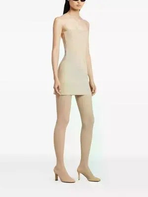 COURREGES Logo-appliqué Mini Dress - Neutrals
