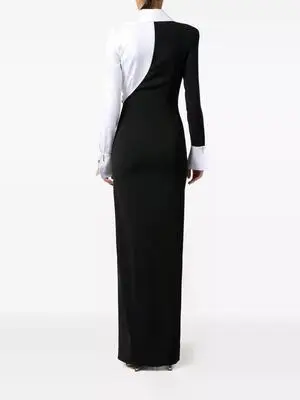 Elisabetta Franchi Shirt-collar Side-slit Maxi Dress