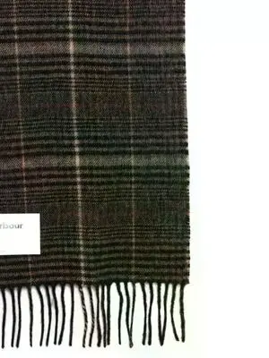 Barbour Checked Fringed Scarf - Brown